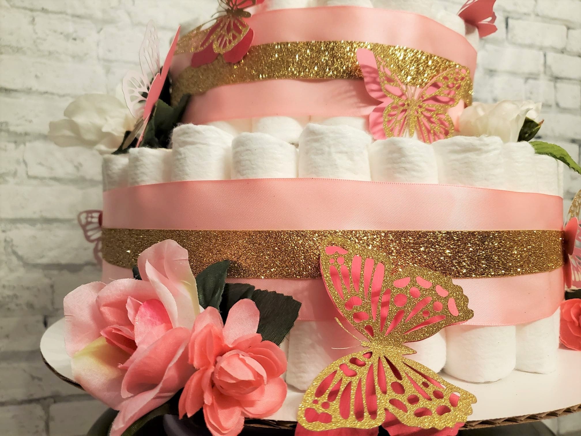 Baby Girl Butterfly Diaper Cake - Etsy