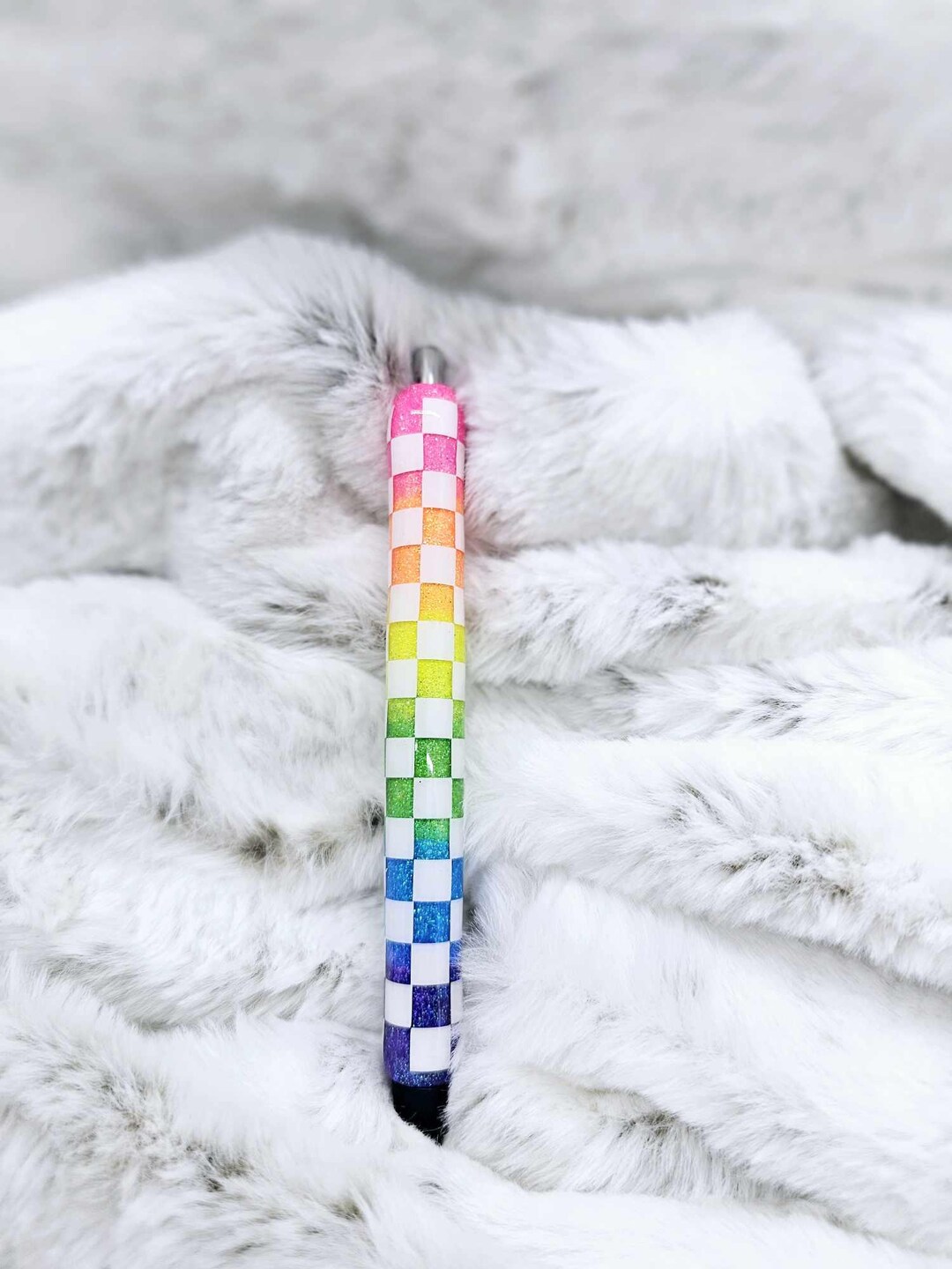 Rainbow Glitter Checkerboard Pen - Etsy