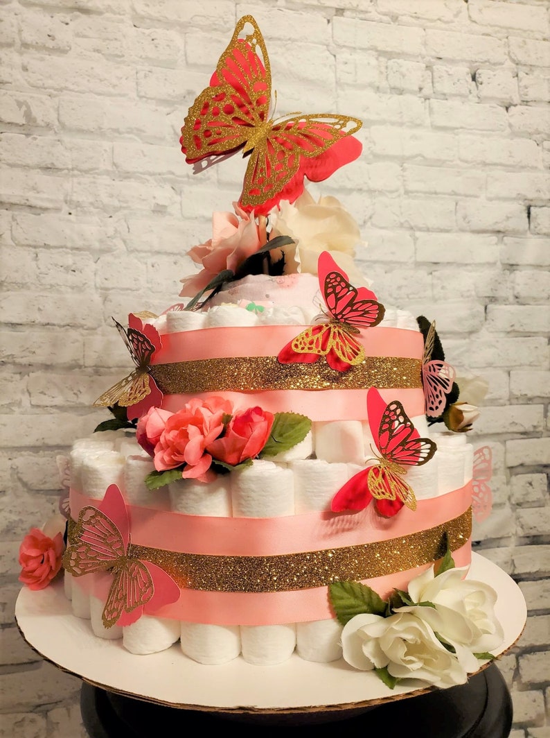 Baby Girl Butterfly Diaper Cake - Etsy