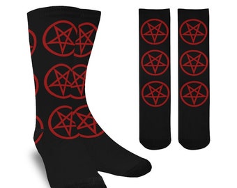Black Pentagram Adult Socks | Fun Crew Sock | Halloween Lover Gift ...