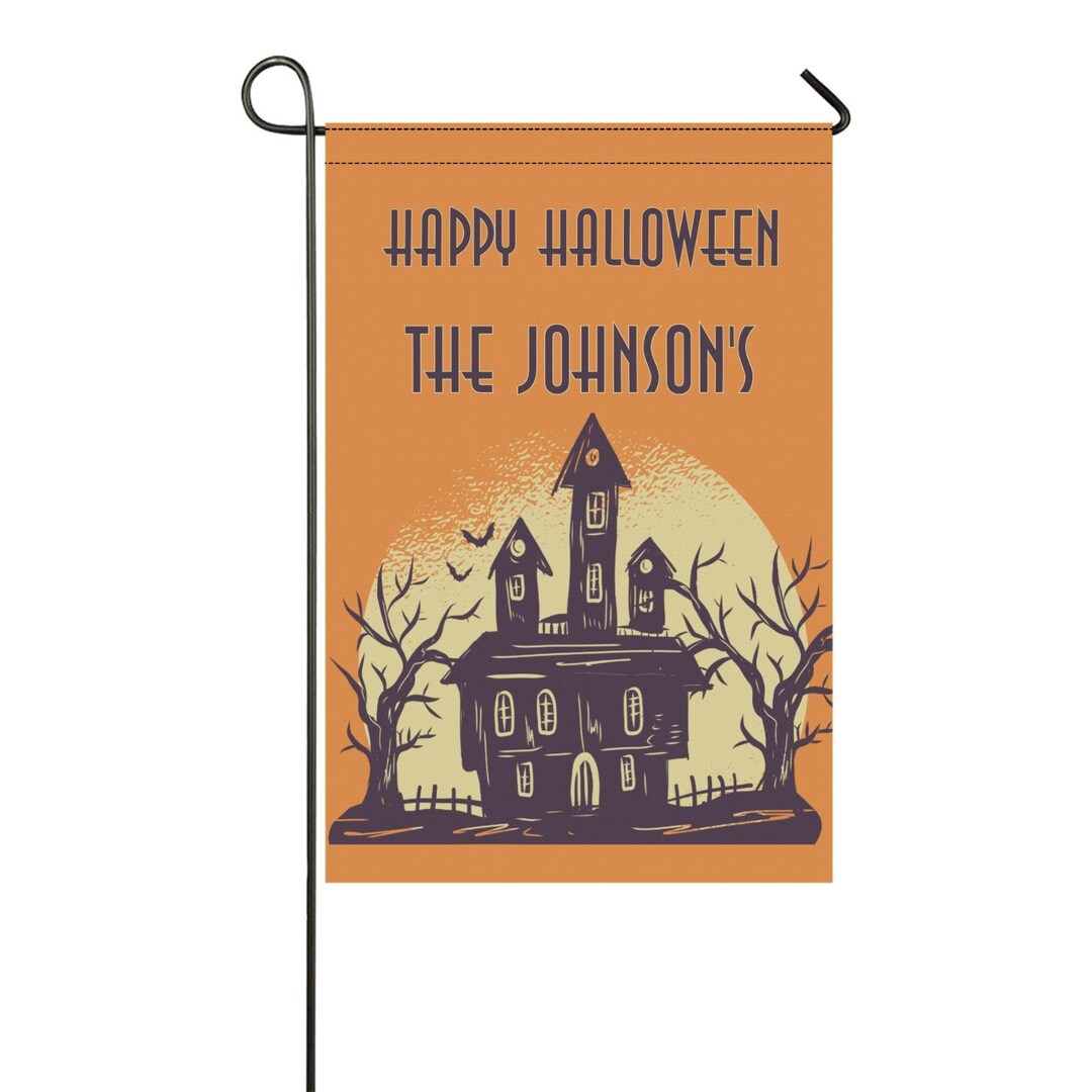 Personalized Halloween Garden Flag, Haunted House Outdoor Decoration ...