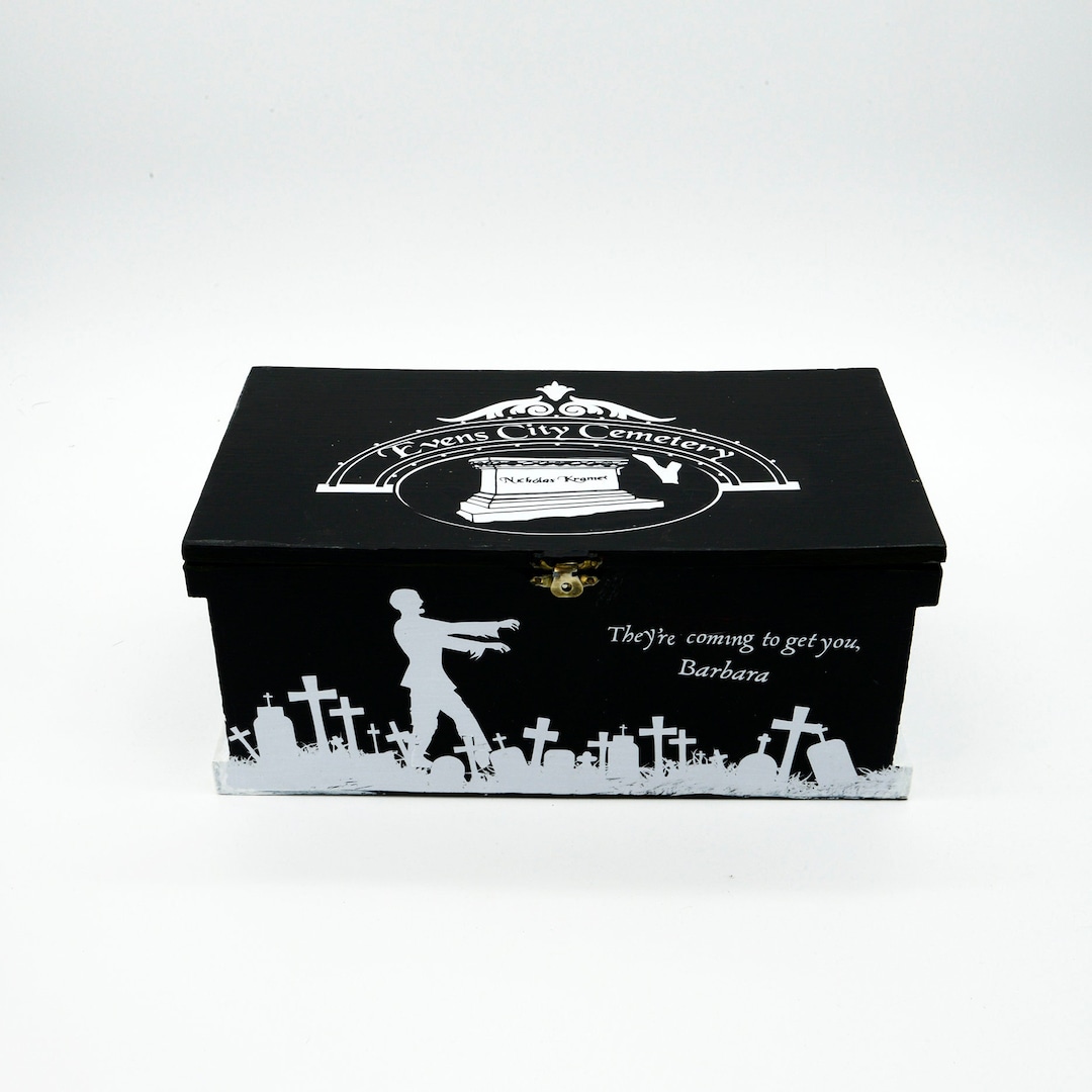 Zombie Cemetery Storage Box, Spooky Wooden Keepsake, Gothic Halloween ...