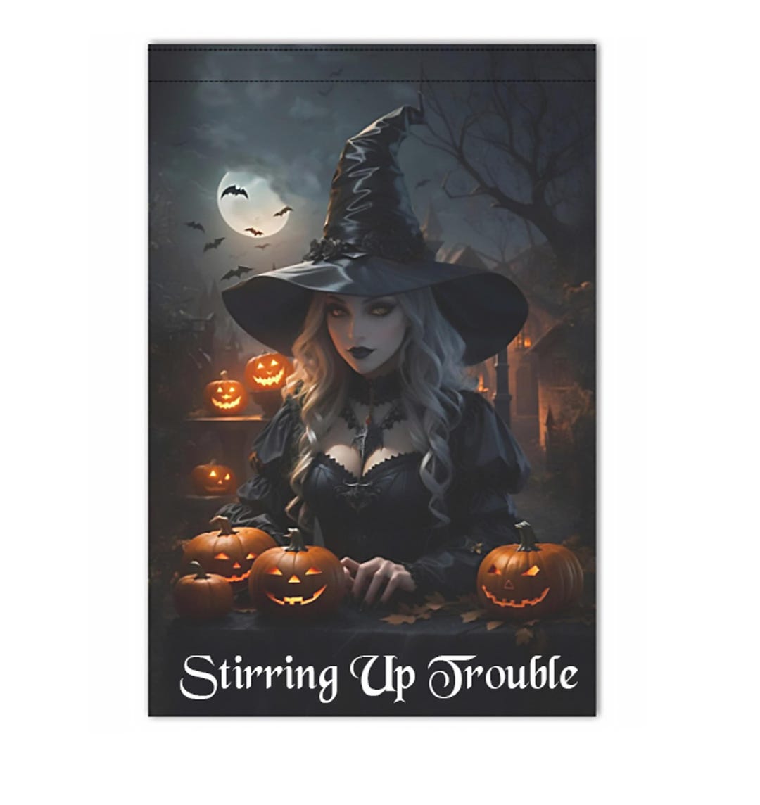 Personalized Halloween Witch Welcome Garden Flag | Porch Flag | Yard ...