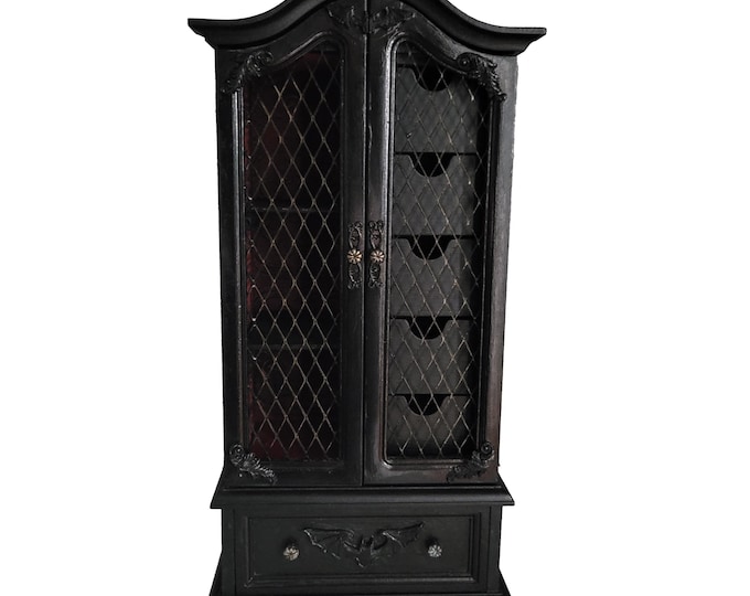 Gothic Distressed Black Storage Cabinet, Halloween Decoration, Witchy ...