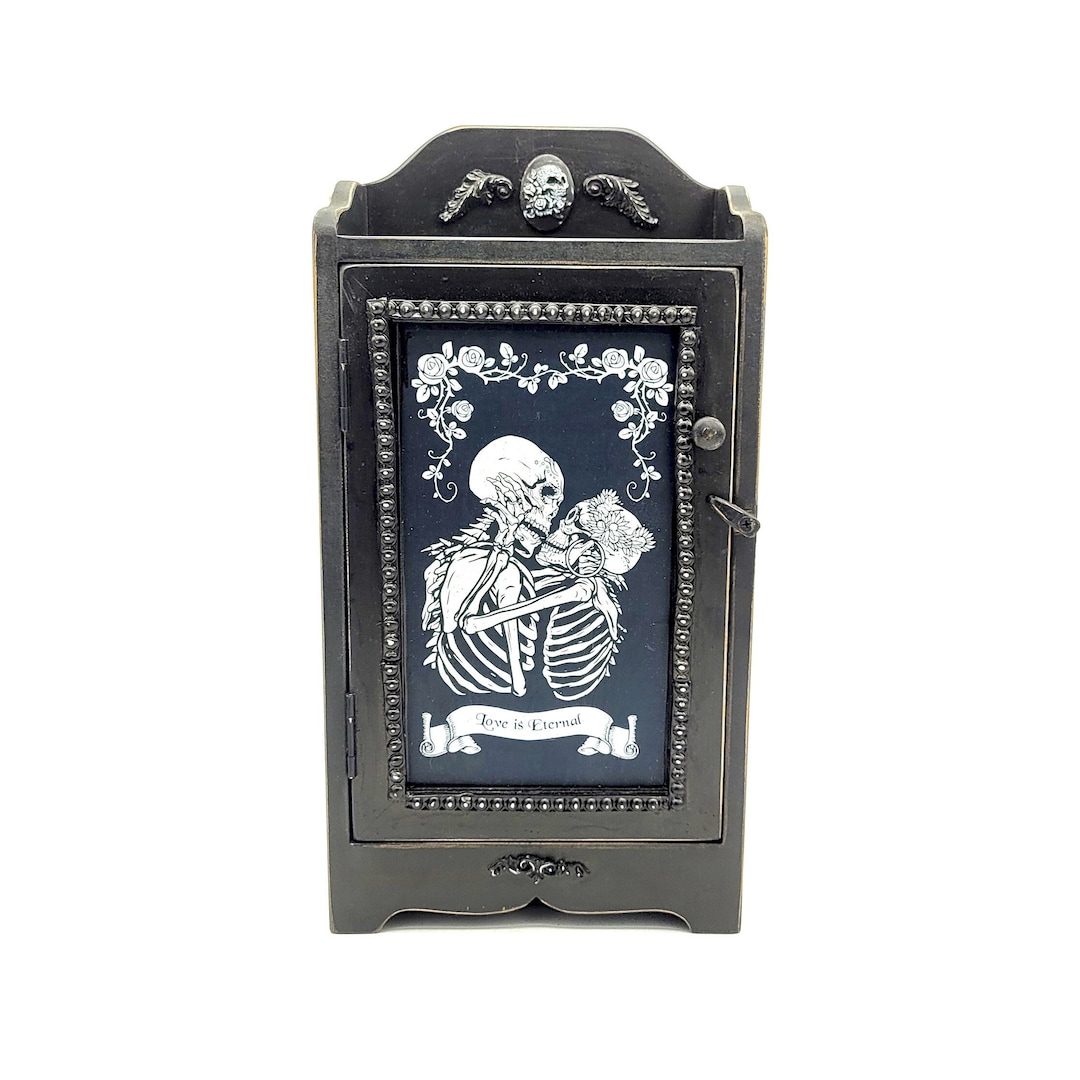 Gothic Skeleton Lovers Apothecary Cabinet, Love is Eternal K Cup Holder ...