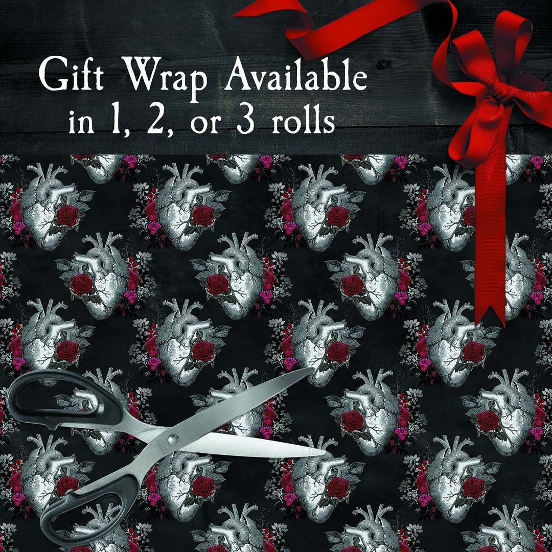 Gothic Anatomy Gift Wrap With Human Heart and Roses - Etsy