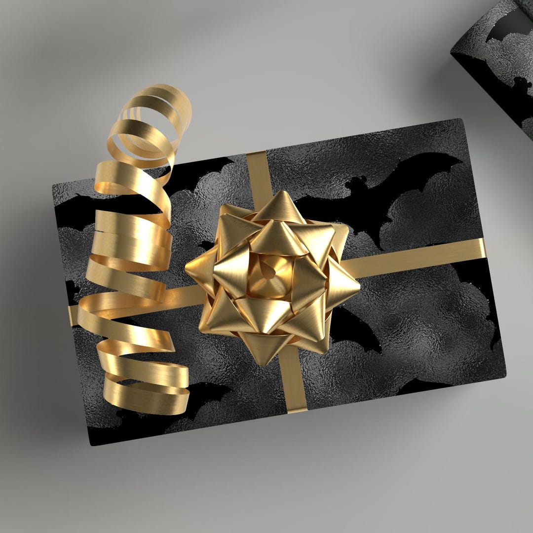 Gothic Bats Gift Wrap, Dark Academia Pagan Wrapping Paper, Dark ...