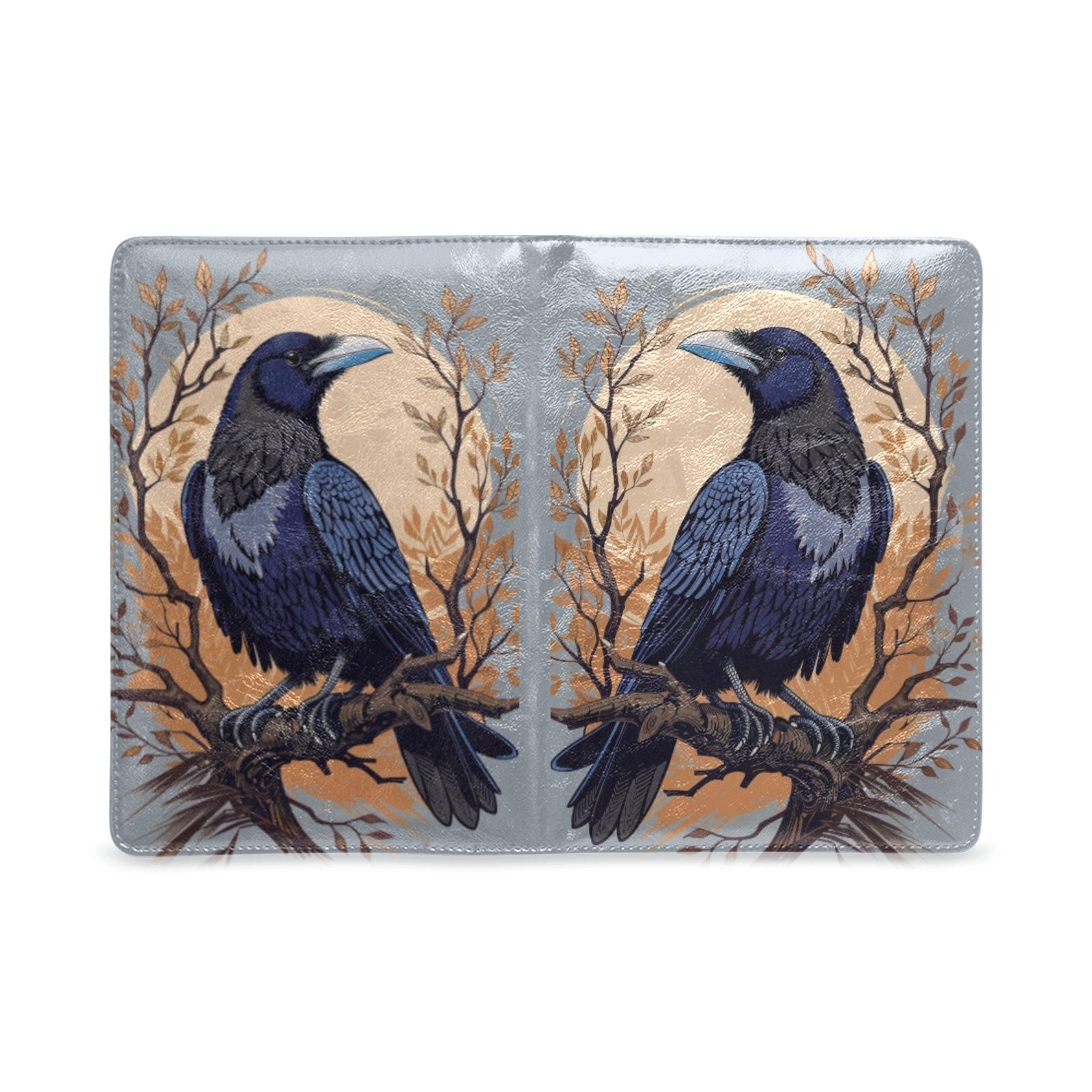 Full Moon Raven Reusable Faux Leather Notebook Cover | Spell Book ...