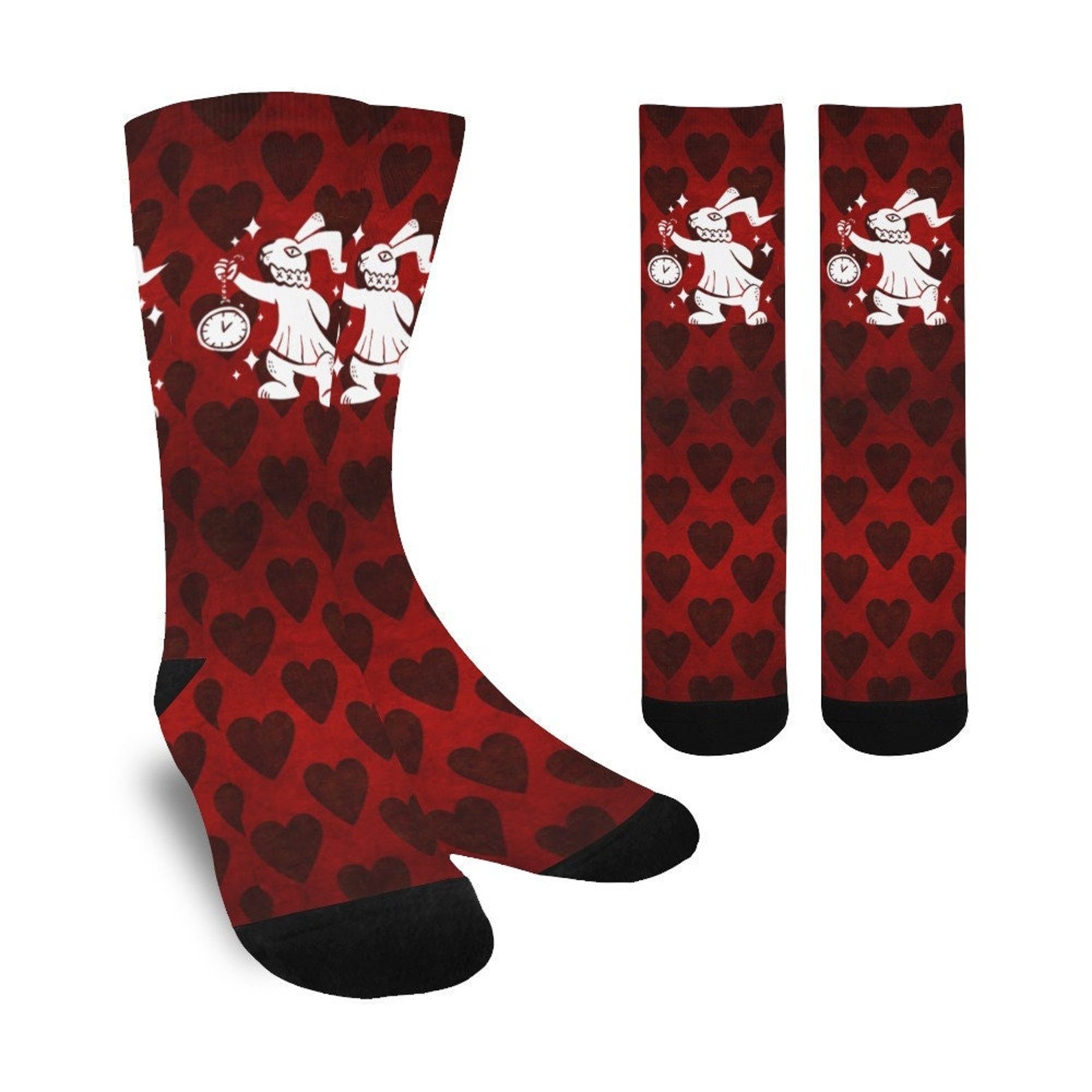 White Rabbit You're Late Adult Socks | Fun Crew Sock | Alice in ...