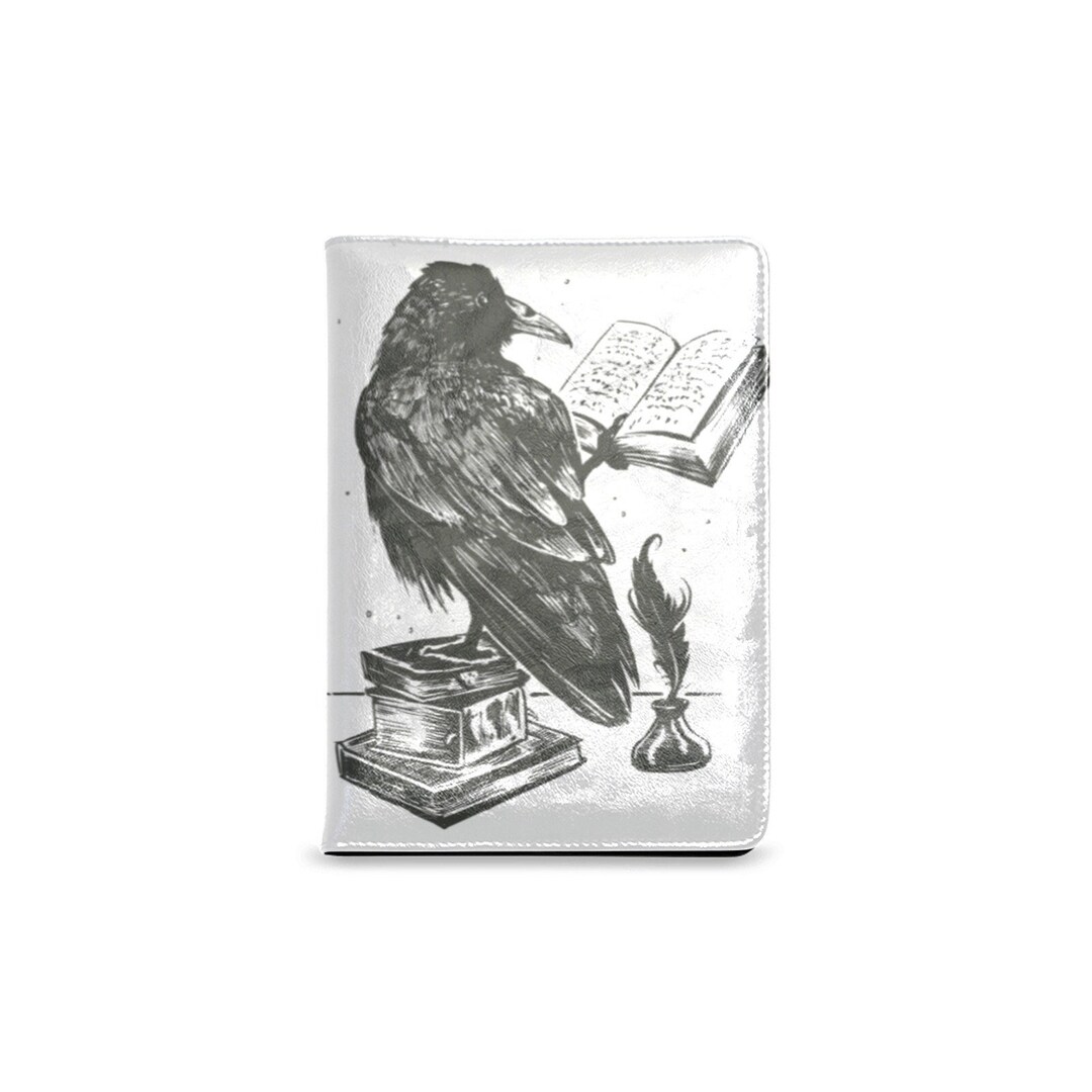 Raven and Book Reusable Faux Leather Notebook Cover | Spell Book ...