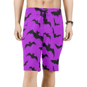Mens Gothic Vampire Bat Beach Shorts Board Shorts Bathing Suit Surfer ...