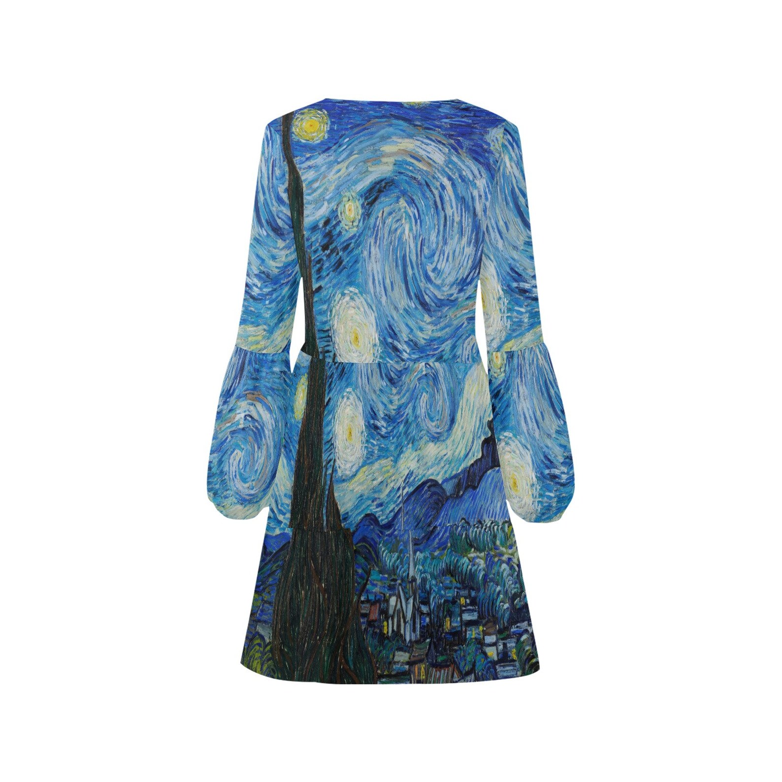 Van Gogh Starry Night Women V Neck Casual Loose Flowy Dress Artist Gift ...