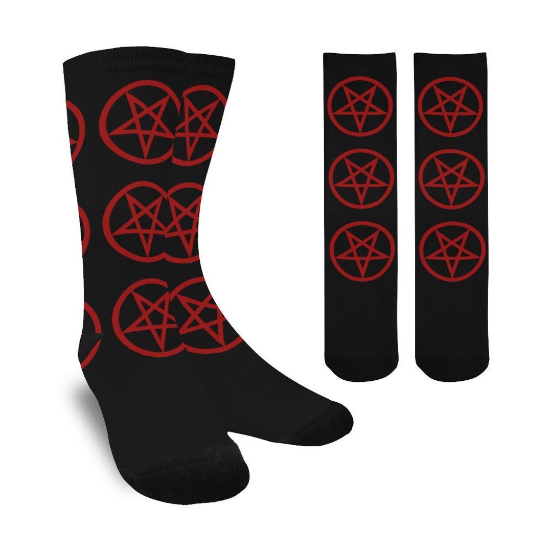 Red Pentagram Adult Socks | Fun Crew Sock | Halloween Lover Gift ...