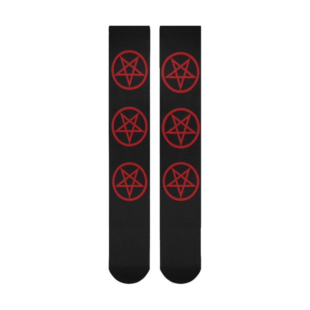 Red Pentagram Adult Socks | Fun Crew Sock | Halloween Lover Gift ...