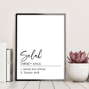 Selah | Christian Definition Print | Motivational | Mother's Day Gift ...