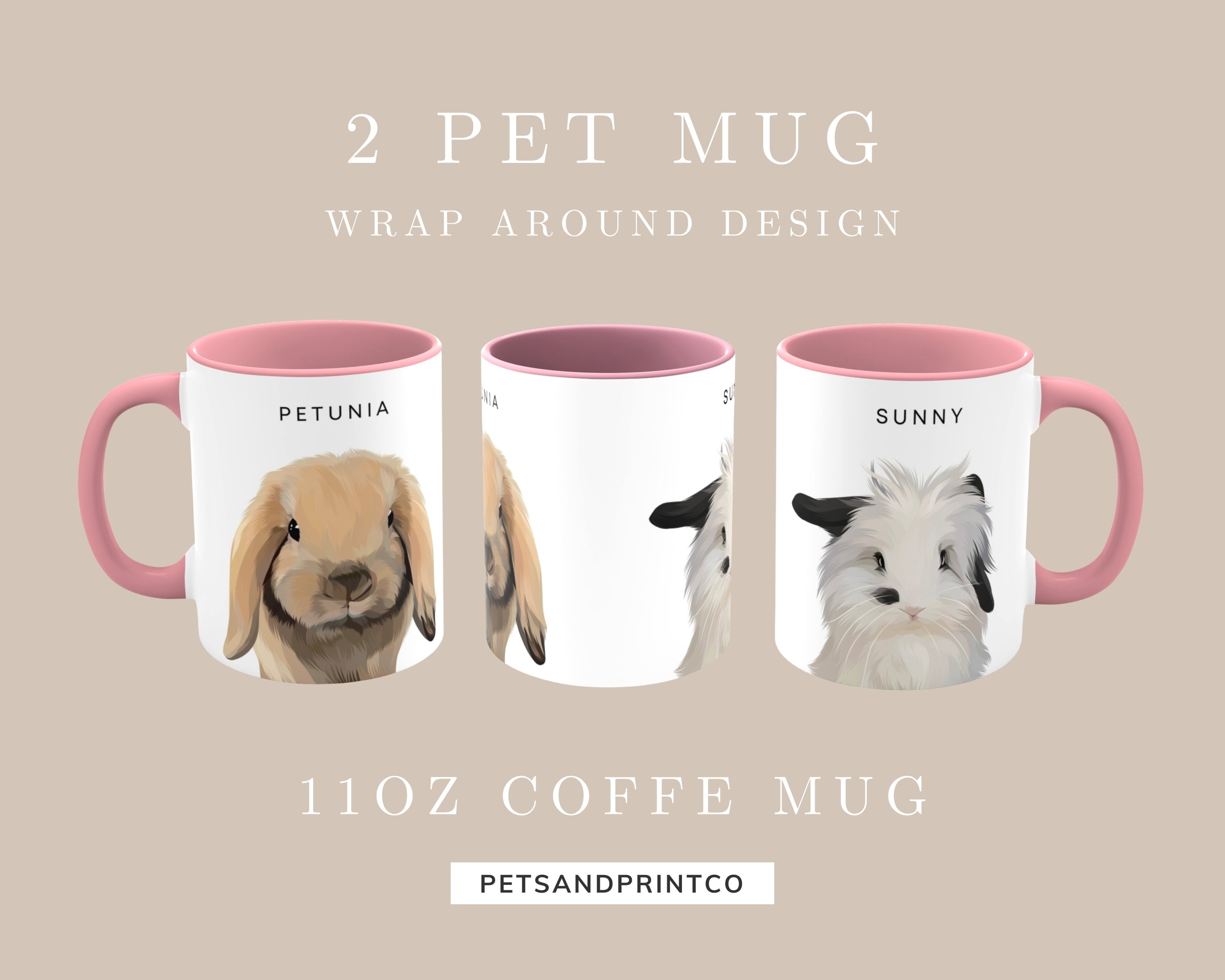 Rabbit Mug Bunny Portrait Customized Bunny Art Custom | Etsy