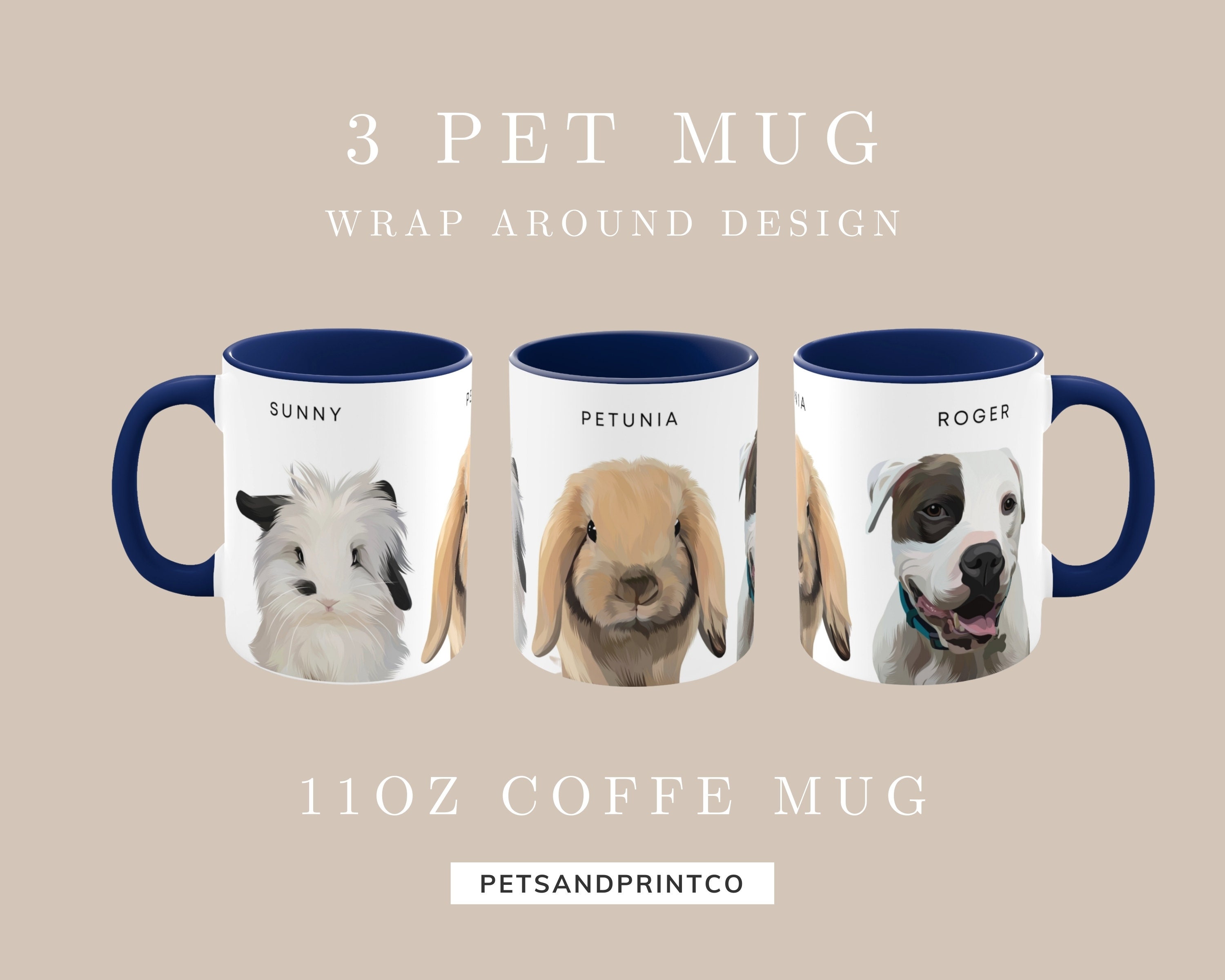 Rabbit Mug Bunny Portrait Customized Bunny Art Custom | Etsy