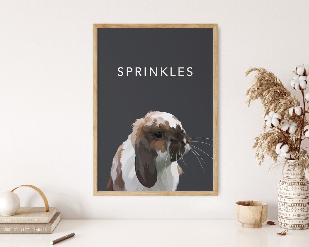Custom Pet Portrait Poster, Rabbit Portrait, Pet Rabbit Portrait ...