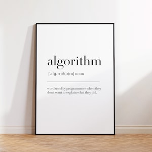 Algorithm Definition Print, Algorithm Poster, Programmer Gift, Algorithm Sign, Algorithm Quote ...