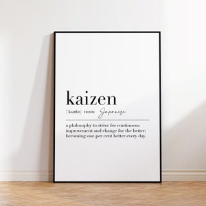 Kaizen, Kaizen Poster, Kaizen Quote Print, Kaizen Definition Poster, Home Decor, Office Decor ...
