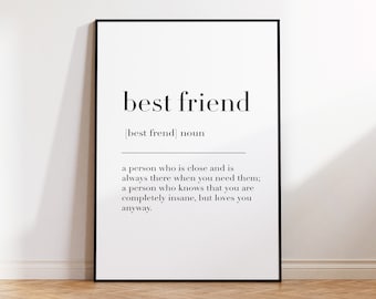 Bestie Definition Print, Dictionary Poster, Quote Wall Art, Best Friend ...