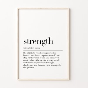 Strength, Strength Definition Poster, Strength Quote Art, Motivational ...