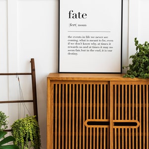 Fate Definition Print, Fate Print, Fate Poster, Fate Quote, Typography ...