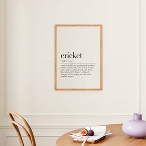 Cricket, Cricket Definition Print, Cricket Quote Wall Art, Cricket ...