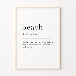 Beach Definition Print, Beach Print, Gift for Beach, Definition Poster ...