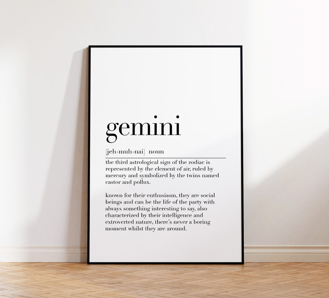 Gemini Definition, Gemini Poster, Gemini Funny Art, Dictionary Poster ...