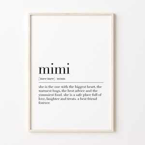 Mimi Definition, Mimi Poster, Mimi Sign, Mimi Gifts, Gifts for Grandma ...