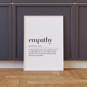 Empathy Poster, Empathy Definition Print, Empathy Wall Art, Therapist Office Print, Empathy ...