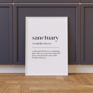 Sanctuary Definition Prints, Sanctuary Prints, Sanctuary Quote ...