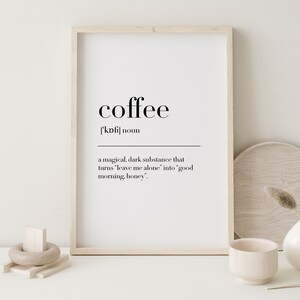 Coffee Definition Print, Coffee Lover Gift, Kitchen Decor, Coffee ...