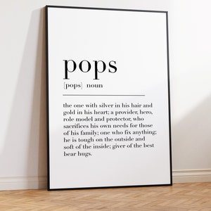 Pops Definition Print, Gifts for Pops, Family Gifts, Gift for ...
