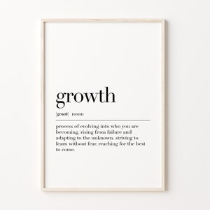 Growth Definition Print, Growth Wall Art, Growth Poster, Quote Print ...