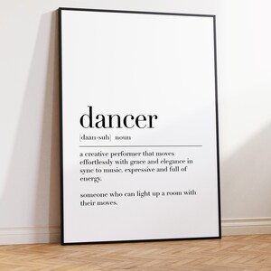 Gift for Dancer, Dancer Definition Print, Dancing Wall Art, Dance ...