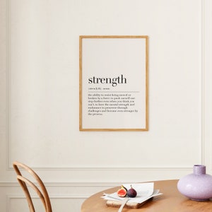 Strength, Strength Definition Poster, Strength Quote Art, Motivational ...
