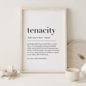 Tenacity Definition Inspirational Quote Motivational Prints - Etsy