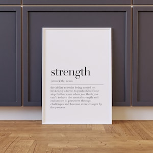 Strength, Strength Definition Poster, Strength Quote Art, Motivational ...