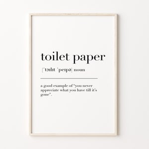 Toilet Paper Definition Print, Bathroom Wall Decor, Funny Bathroom Sign ...