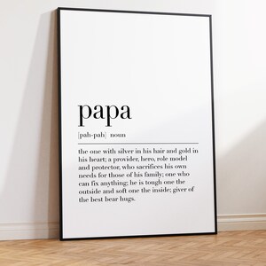 Papa Definition Print, Gift for Papa, Papa Gifts, Custom Dad Gift, Gift ...