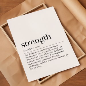 Strength, Strength Definition Poster, Strength Quote Art, Motivational ...