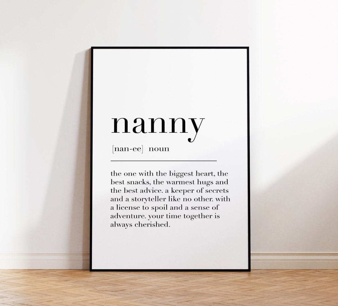 Nanny Definition Print, Gifts for Nanny, Nanny Print, Mother's Day ...