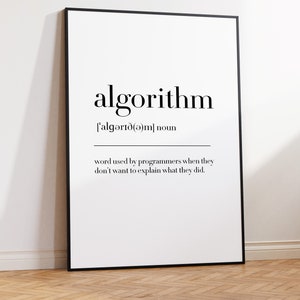 Algorithm Definition Print, Algorithm Poster, Programmer Gift ...