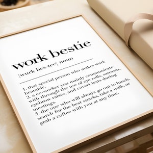 Work Bestie Definition Print, Work Bestie Poster, Gift for Work Friend ...