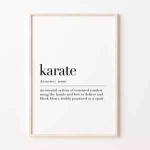 Karate, Karate Definition Poster, Sport Theme Gifts, Karate Quote Wall ...