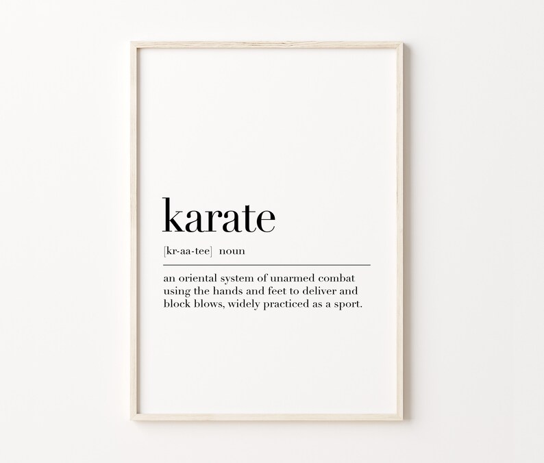 Karate, Karate Definition Poster, Sport Theme Gifts, Karate Quote Wall ...
