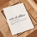 Out of Office Poster, Out of Office Definition Print, Office Wall Art ...