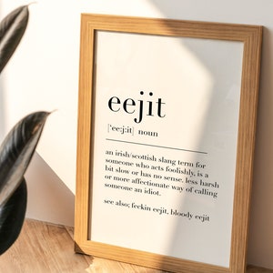 Eejit Definition Print Irish Poster Eejit Print Scottish - Etsy